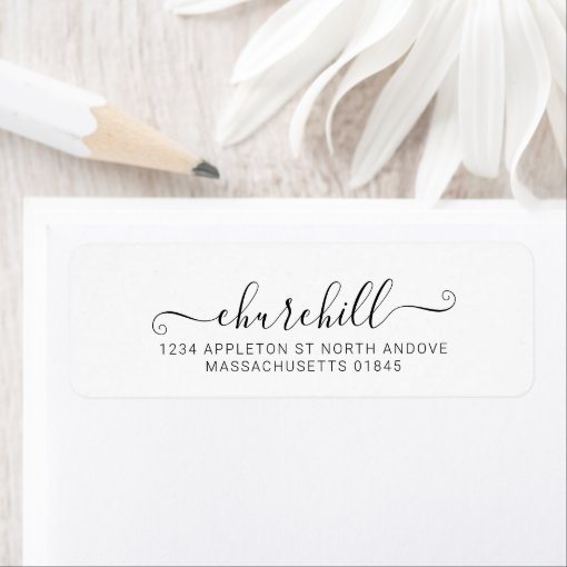 Modern Minimalist Last Name Script Calligraphy Label | Zazzle