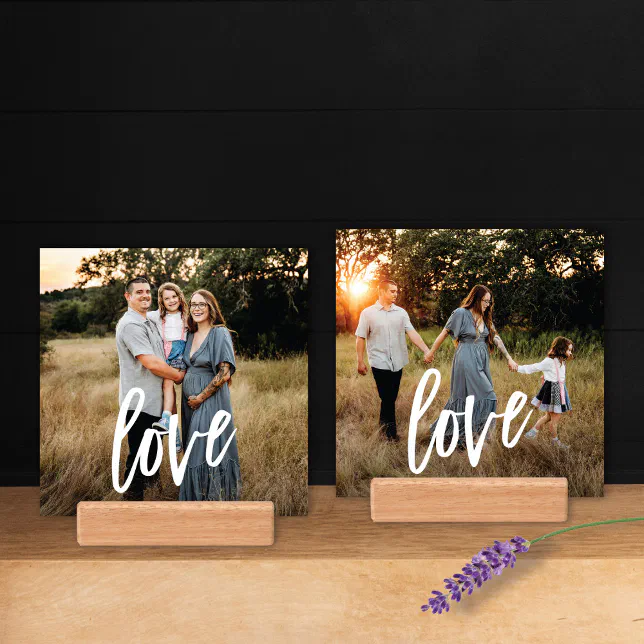 Modern Minimalist Love Script Photo Holder | Zazzle