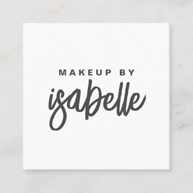 Modern Minimalist Makeup Artist Script Square Business Card | Zazzle