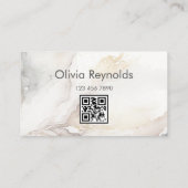 Modern Minimalist Marble Texture Neutral QR Code Business Card | Zazzle