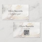 Modern Minimalist Marble Texture Neutral QR Code Business Card | Zazzle