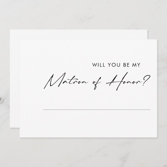 Modern Minimalist Matron of Honor Proposal Card | Zazzle.com