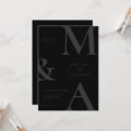 Modern Minimalist Matte Black Wedding Invitation | Zazzle