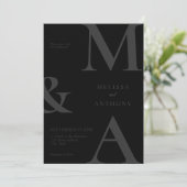 Modern Minimalist Matte Black Wedding Invitation | Zazzle
