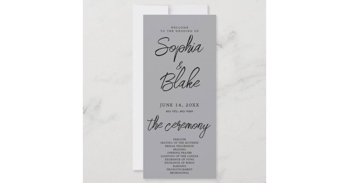 Modern Minimalist Matte Silver Wedding Program | Zazzle