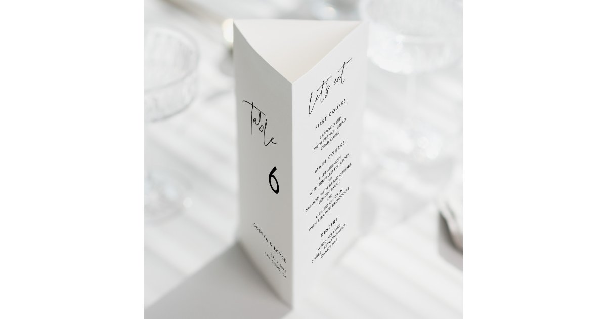 Modern Minimalist Menu & Table number trifold | Zazzle