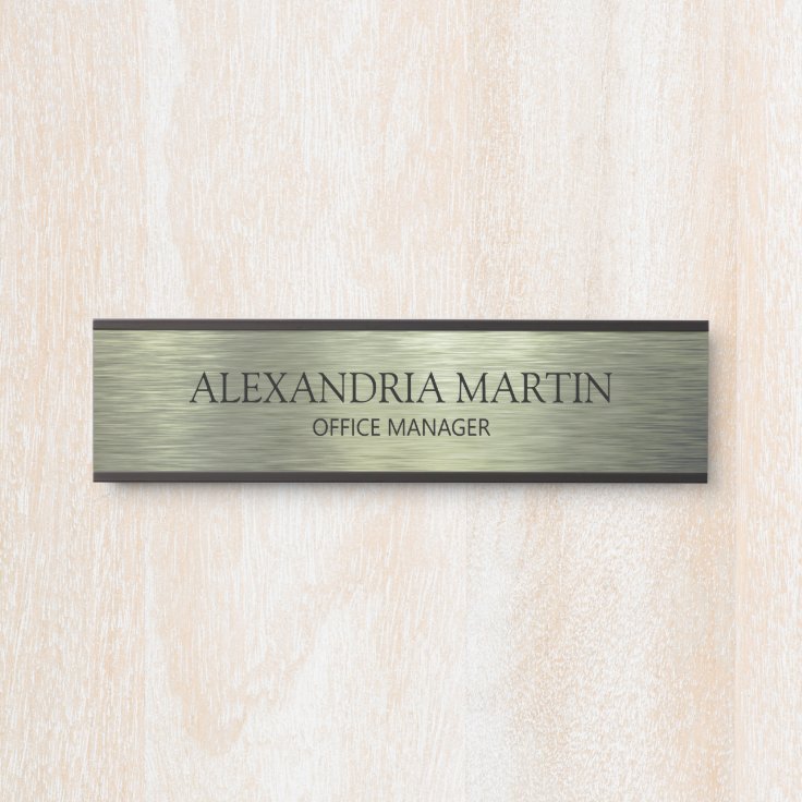 Modern Minimalist Metallic Green Job Title Name Door Sign | Zazzle