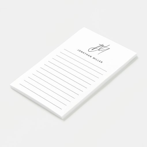Modern Minimalist Monogram Lined Post-it Notes | Zazzle