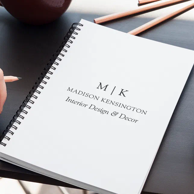 Modern Minimalist Monogram or Add Logo Business Notebook | Zazzle