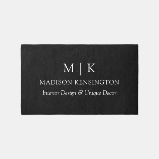 Modern Minimalist Monogram or Add Logo Business Rug | Zazzle