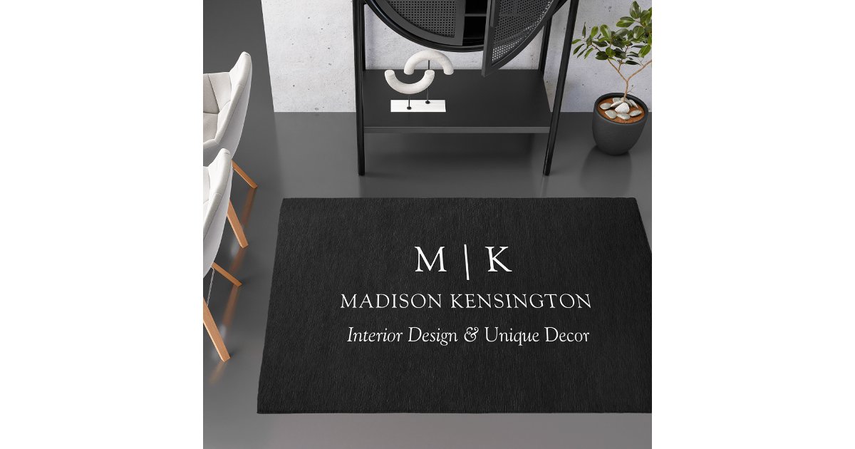 Modern Minimalist Monogram or Add Logo Business Rug | Zazzle