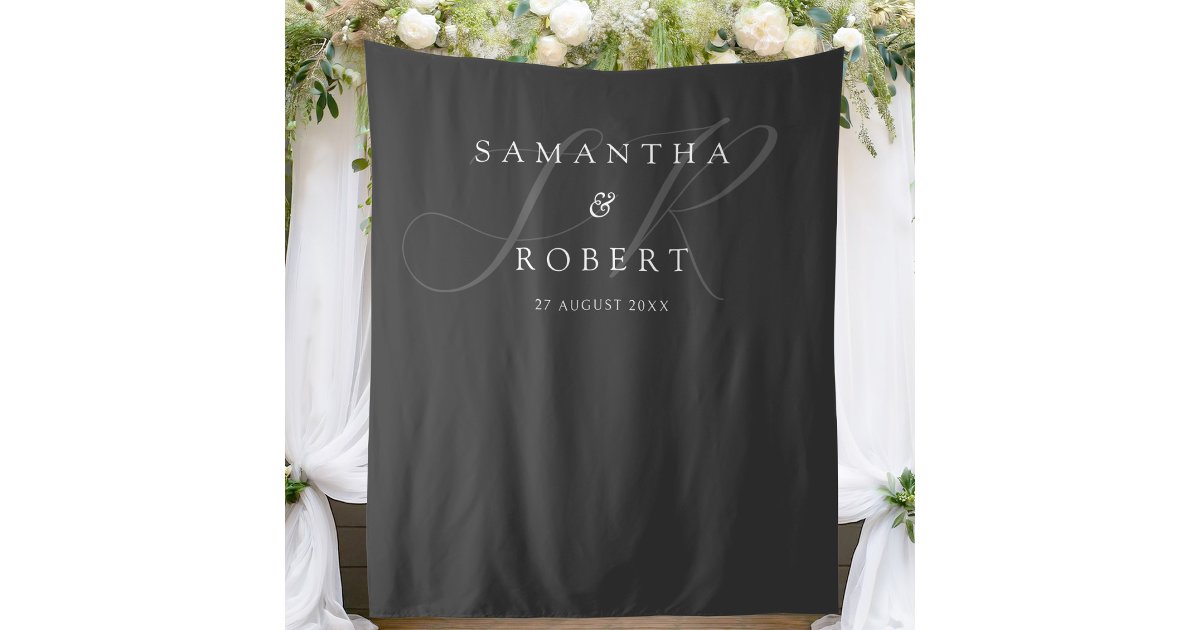 Modern Minimalist Monogram Wedding Backdrop | Zazzle