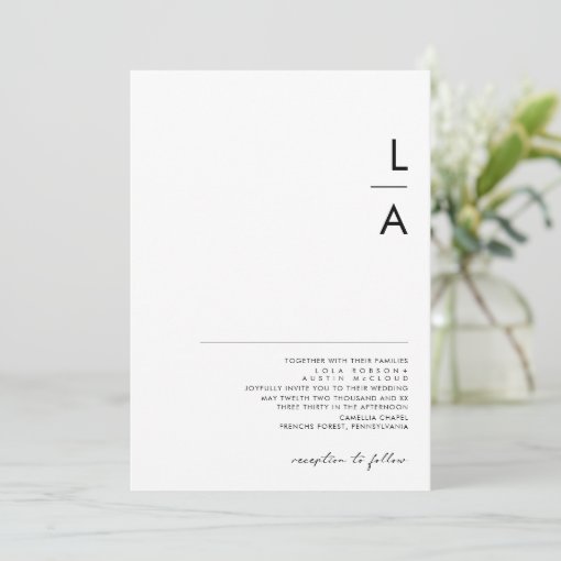Modern Minimalist Monogram Wedding Invitation | Zazzle
