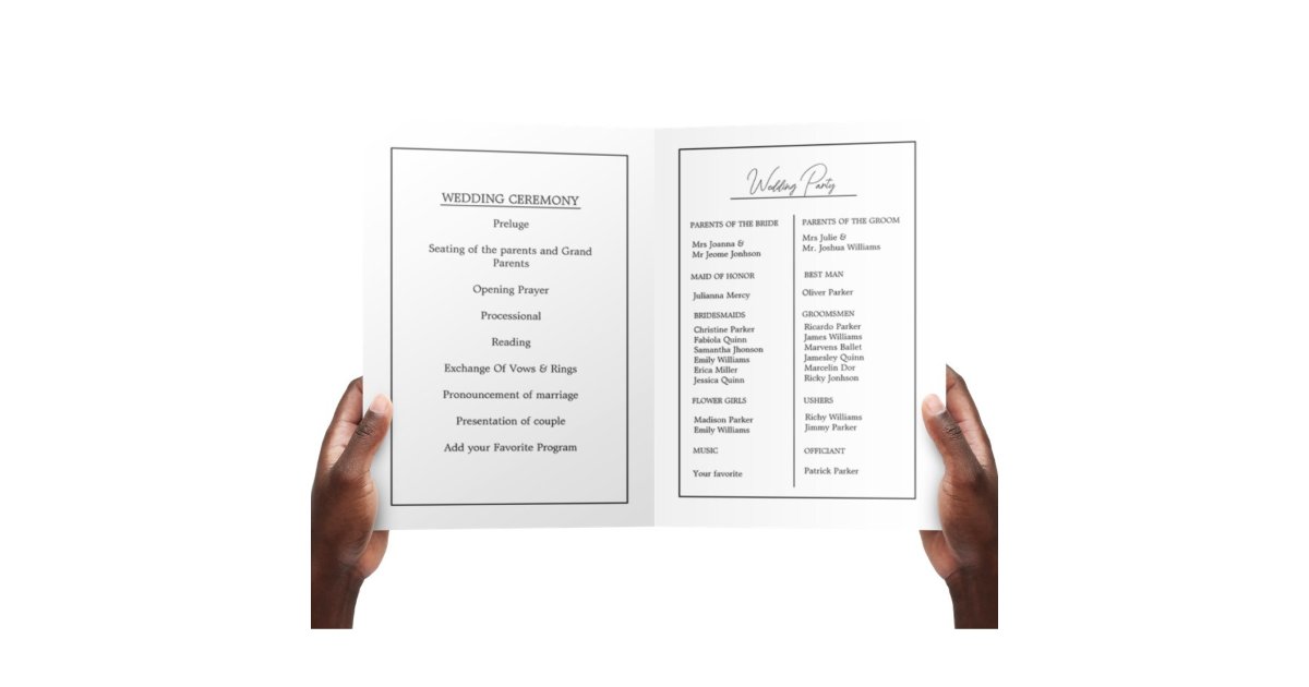 Modern Minimalist Monogram Wedding Pogram Card | Zazzle