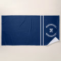Modern Minimalist Monogrammed Navy Blue Beach Towel | Zazzle