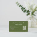 Modern Minimalist Moss Green Professional Qr Code Business Card | Zazzle