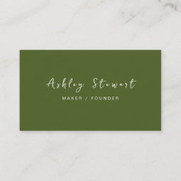 Modern Minimalist Moss Green Professional Qr Code Business Card | Zazzle