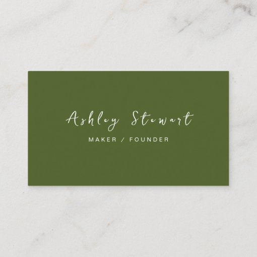 Modern Minimalist Moss Green Professional Qr Code Business Card | Zazzle