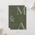 Modern Minimalist Moss Green Wedding Invitation | Zazzle