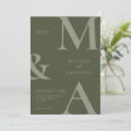 Modern Minimalist Moss Green Wedding Invitation | Zazzle