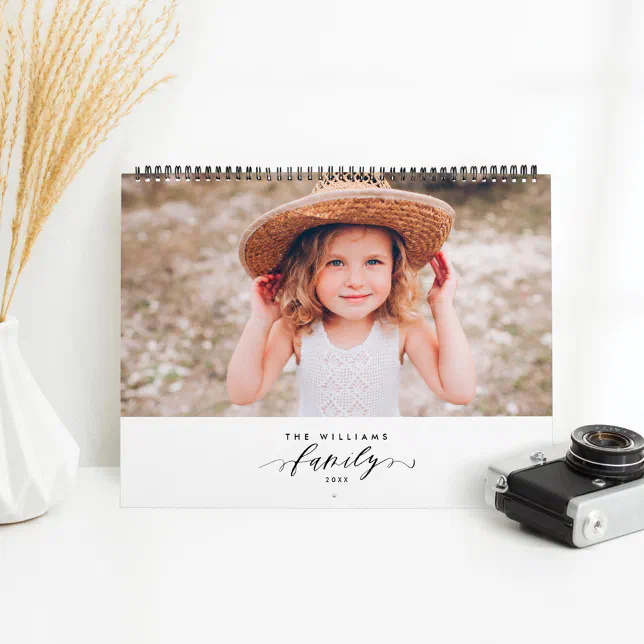 Modern Minimalist Multi Photo Family Memories Calendar | Zazzle