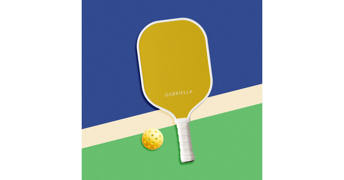 Modern Minimalist Mustard Yellow Personalized Name Pickleball Paddle ...