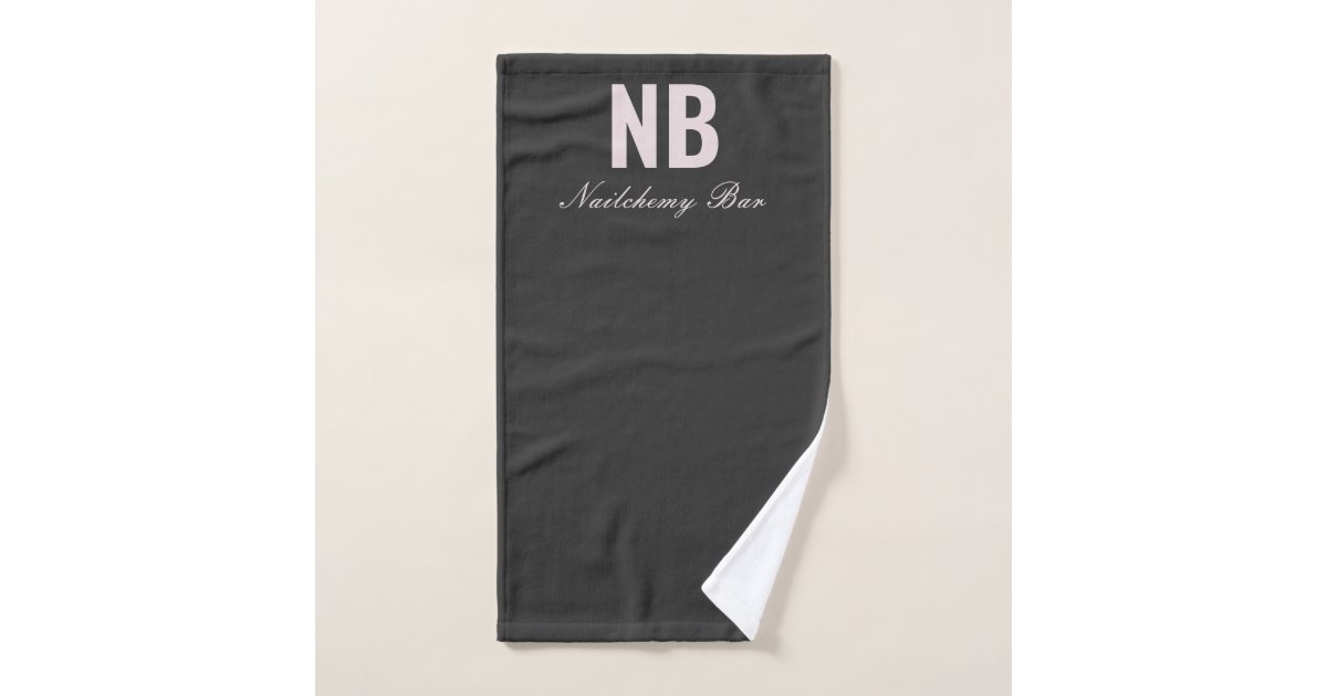 Modern Minimalist Nail Salon Custom Black Hand Towel | Zazzle