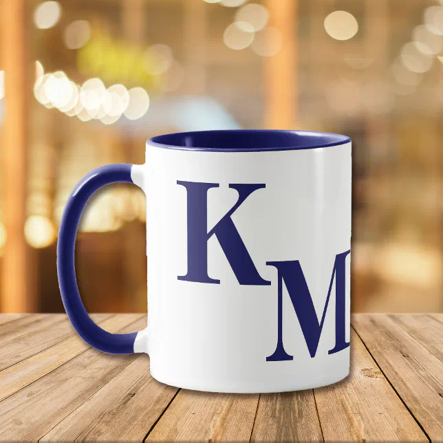Modern Minimalist Navy Blue Letter Monogram Mug | Zazzle
