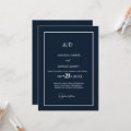 Modern Minimalist Navy Blue Monogram Wedding Invitation | Zazzle