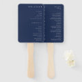 Modern Minimalist Navy Blue Silver Wedding Program Hand Fan | Zazzle