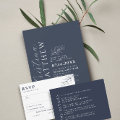 Modern Minimalist Navy Blue Wedding Invitation | Zazzle