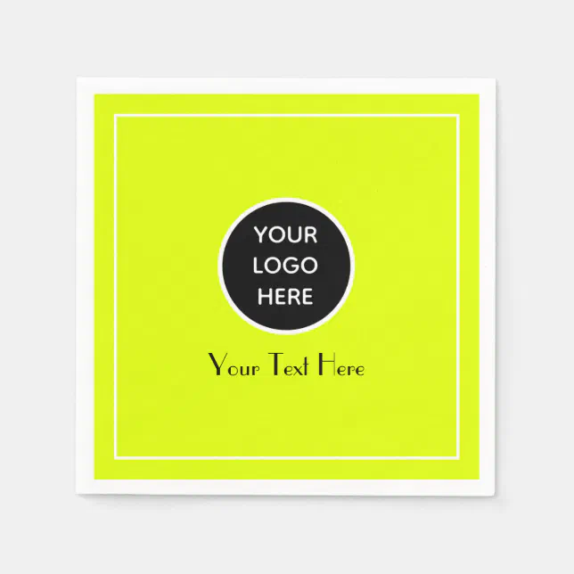 Modern Minimalist Neon Yellow Business logo Napkins | Zazzle
