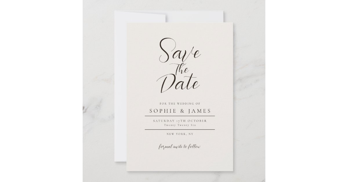 Modern Minimalist Neutral Wedding Save The Date Invitation | Zazzle