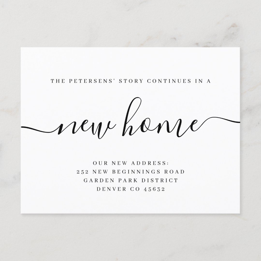 Modern minimalist new home moving announcement postcard | Zazzle