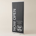 Modern Minimalist Now Open Small Business Retractable Banner | Zazzle