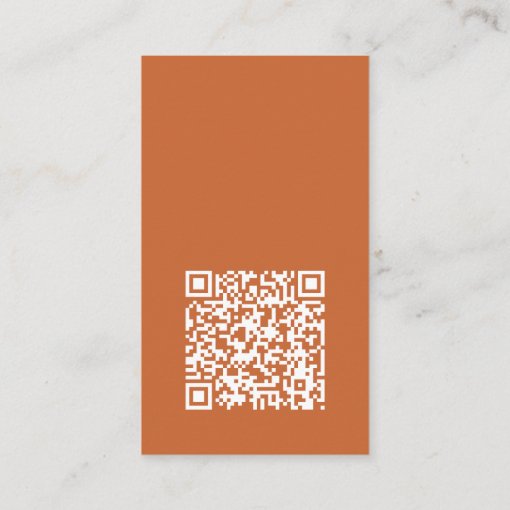 Modern Minimalist Orange Vertical Logo QR Code Business Card | Zazzle