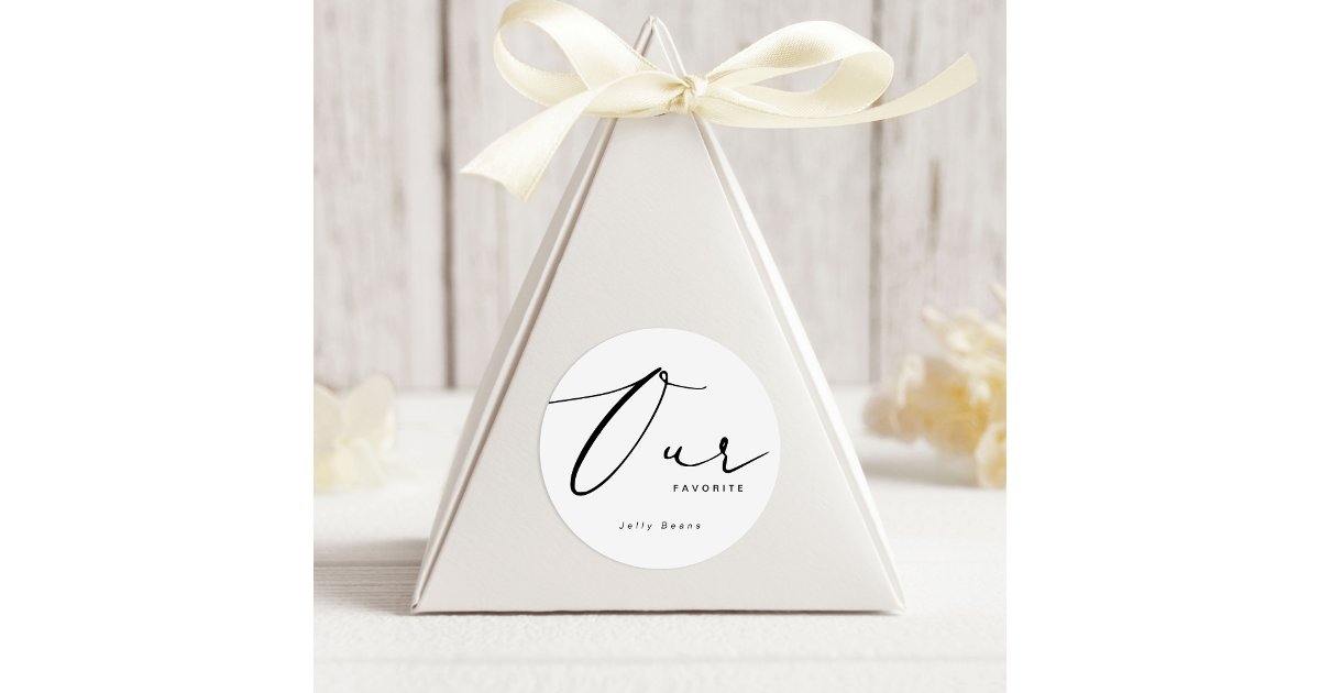 Modern Minimalist Our Favorite Favor Round Sticker | Zazzle