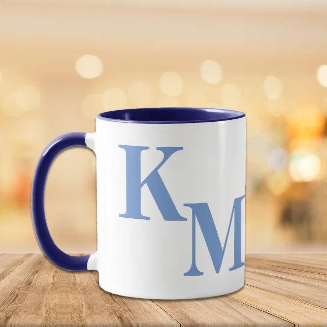 Modern Minimalist Pale Blue Letter Monogram Mug | Zazzle