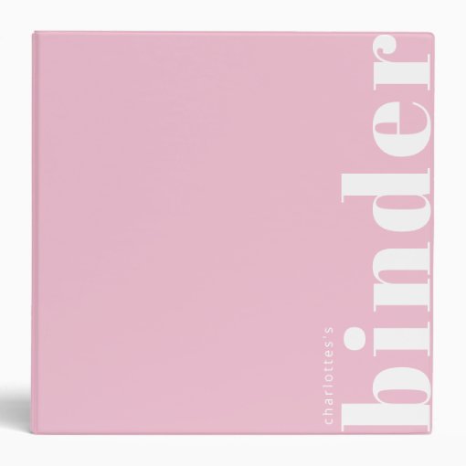 Modern Minimalist Pastel Pink Simple Custom 3 Ring Binder | Zazzle