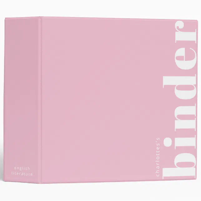 Modern Minimalist Pastel Pink Simple Custom 3 Ring Binder | Zazzle