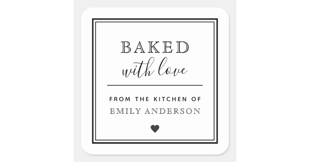 Modern Minimalist Personalized Baking Gift Bakery Square Sticker | Zazzle