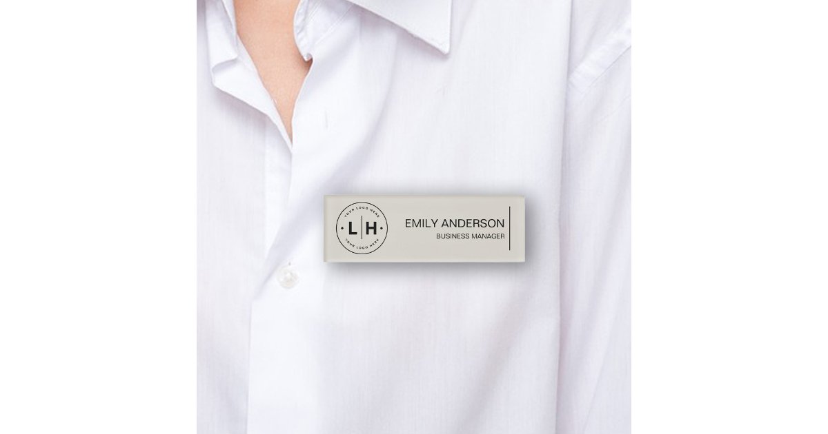 Modern Minimalist Personalized Logo Name Tag | Zazzle