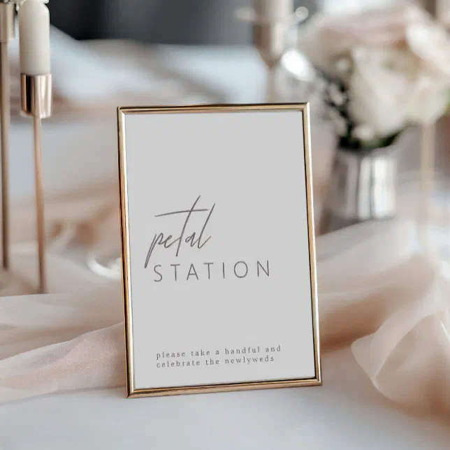 Modern Minimalist Petal Station Wedding Sign Invitation | Zazzle