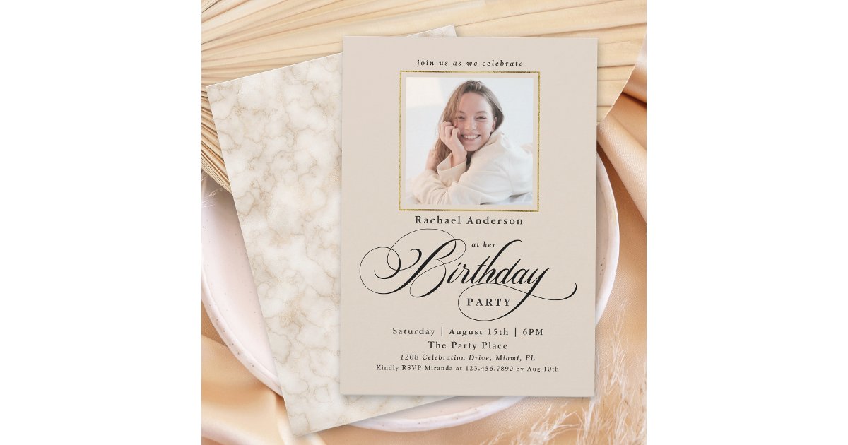 Modern Minimalist Photo Birthday Party Invitation | Zazzle