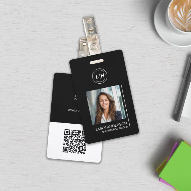 Modern Minimalist Photo Black Name Badge | Zazzle