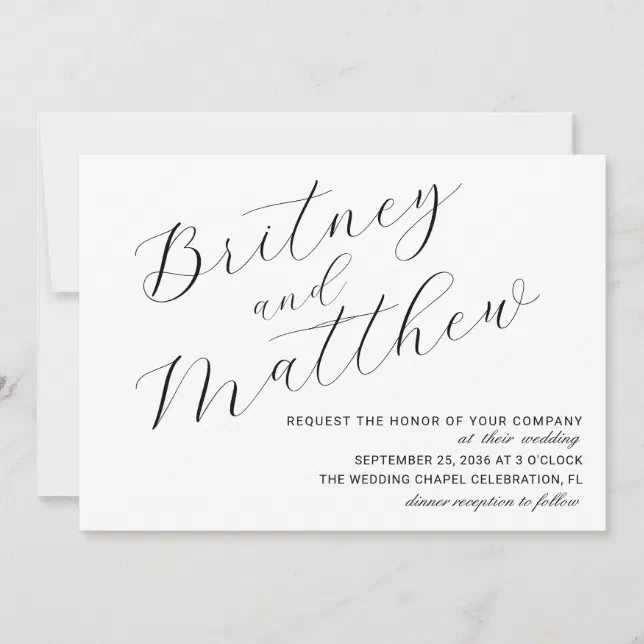 Modern Minimalist Photo Elegant Script Wedding Invitation | Zazzle
