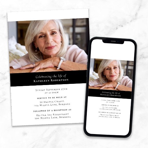 Modern Minimalist Photo Funeral Invitation | Zazzle