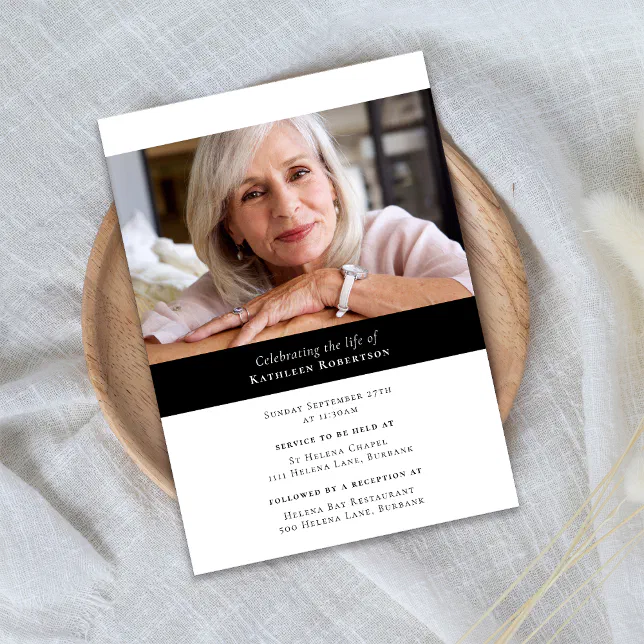 Modern Minimalist Photo Funeral Invitation | Zazzle