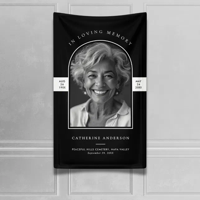 Modern Minimalist Photo Funeral/Memorial Service Banner | Zazzle