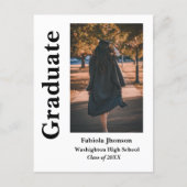 Modern minimalist photo graduation invitation postcard | Zazzle